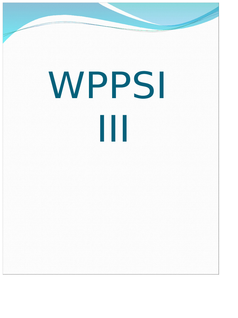 WPPSI III | PDF