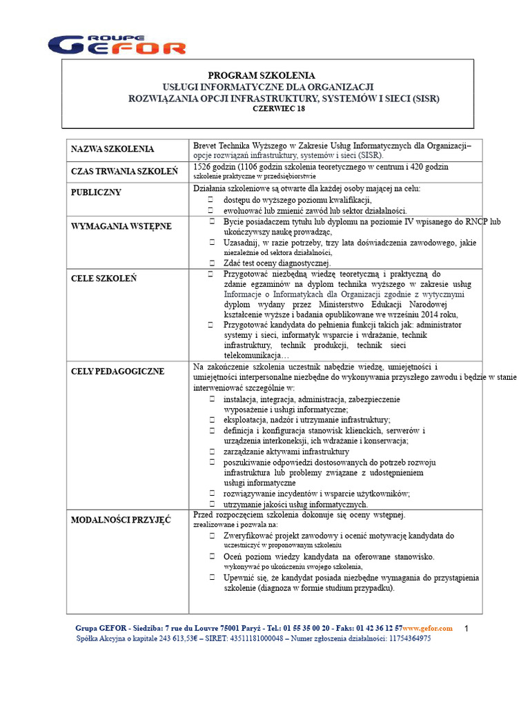 Program-BTS-SIO-SISR-CZERWIEC-18 | PDF