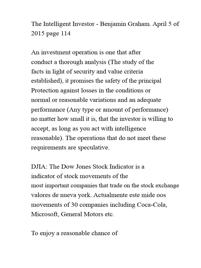 Intelligent Investor Insights on Safe Investing | PDF