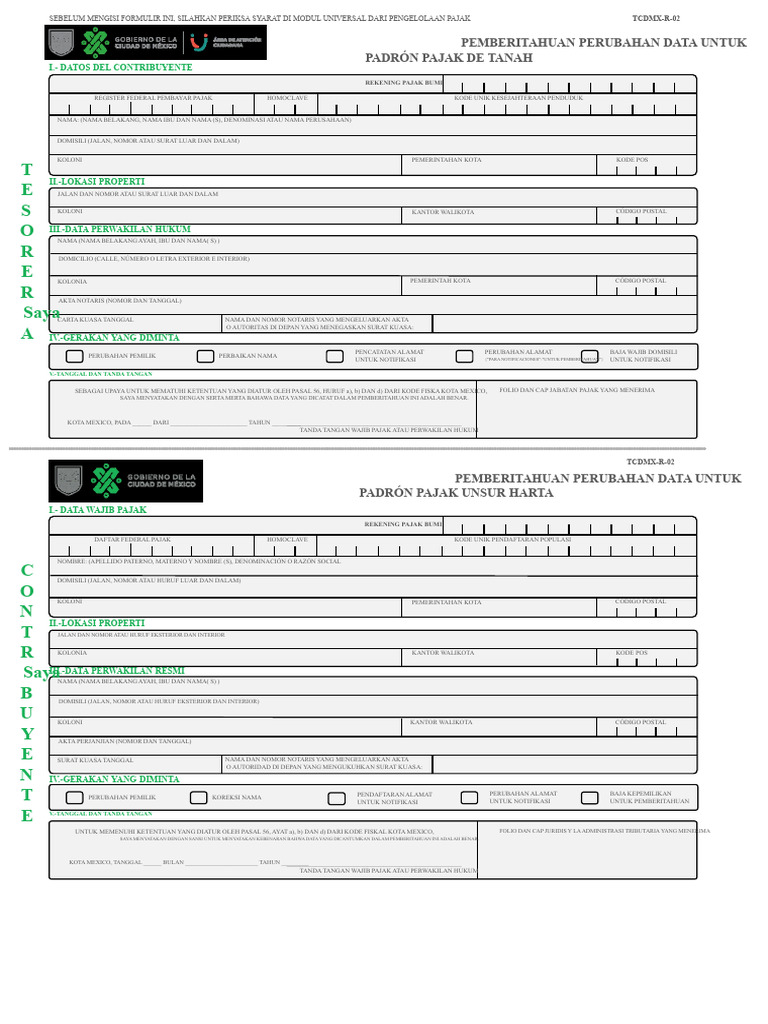 Formulir Perubahan Data Pajak Tanah | PDF