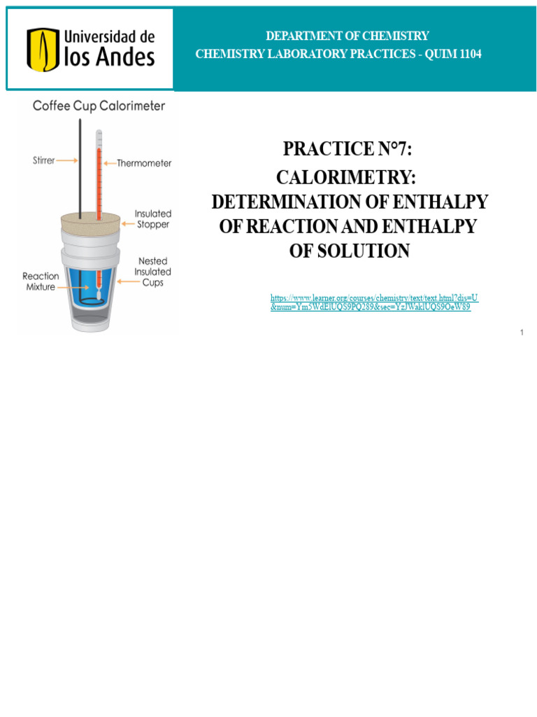 Calorimetry and Enthalpy Determination | PDF | Heat | Calorimetry