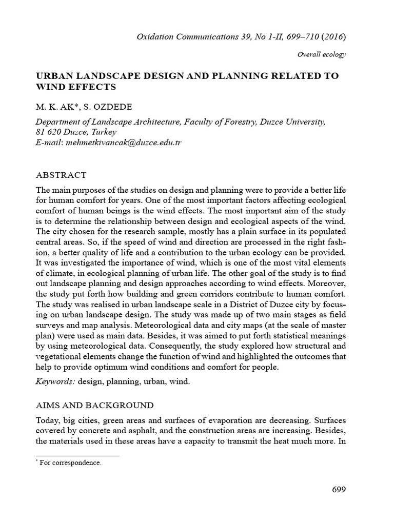 Urban Landscape Design and Planning Related To Wind Effects | PDF ...