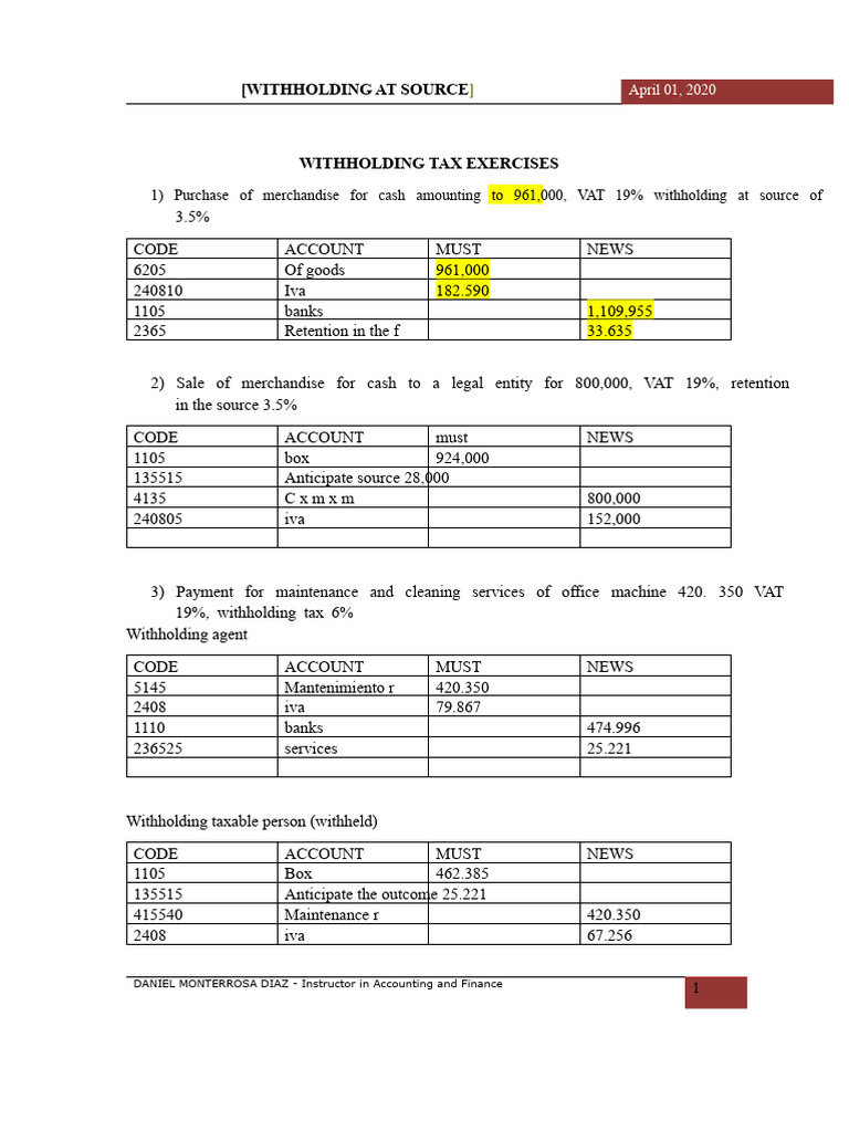 Withholding Tax Calculations and Examples | PDF | Value Added Tax | Taxes