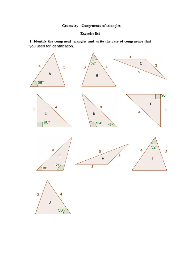 Triangle Congruence Exercises and Proofs | PDF | Triangle | Perpendicular