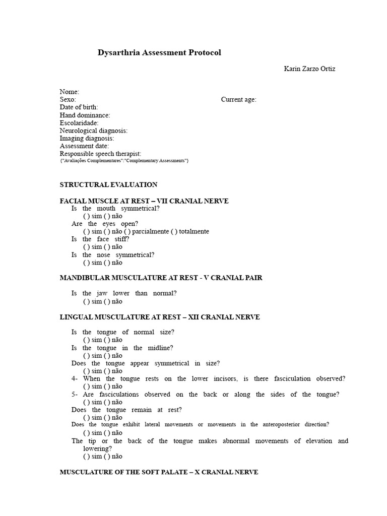 Dysarthria Protocol - Typed | PDF | Tongue | Human Voice