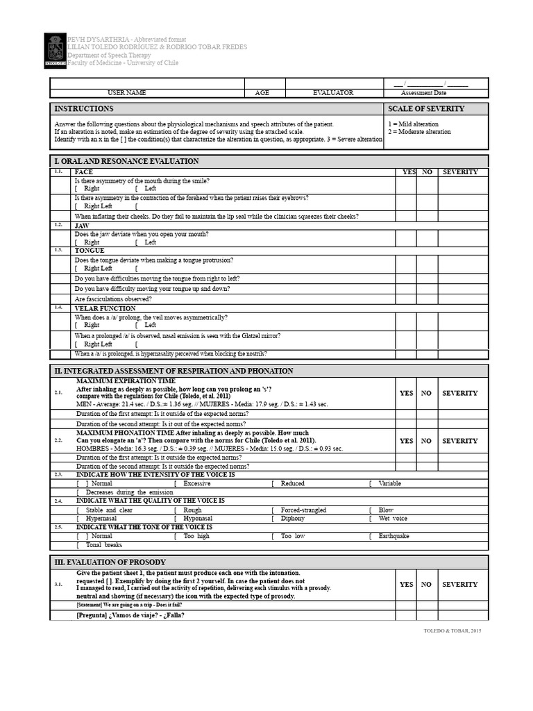 Dysarthria Assessment Protocol Guide | PDF | Human Voice | Speech