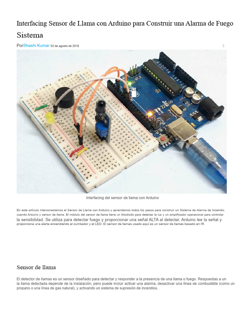 Interfaz de Sensor de Llama de Arduino para Construir Un Sistema de ...