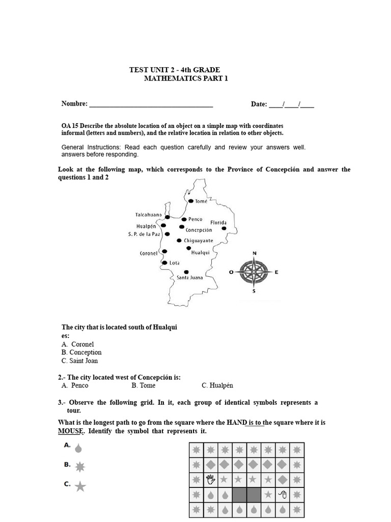 TEST Relative and Absolute Location | PDF