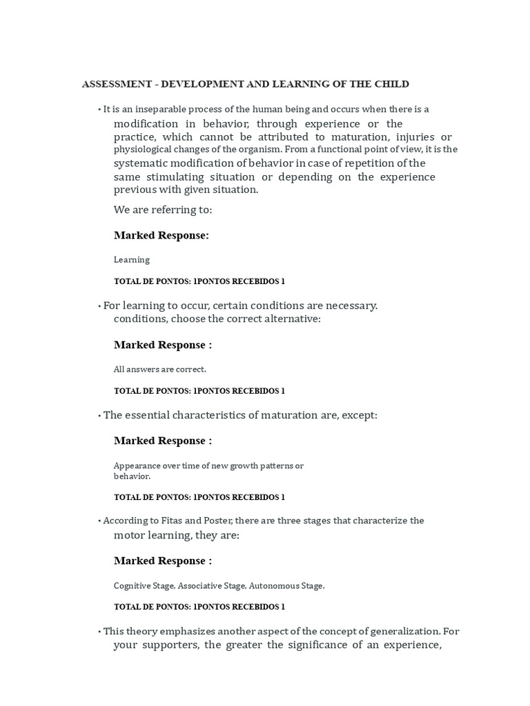 Child Development and Learning Assessment | PDF | Learning | Concept