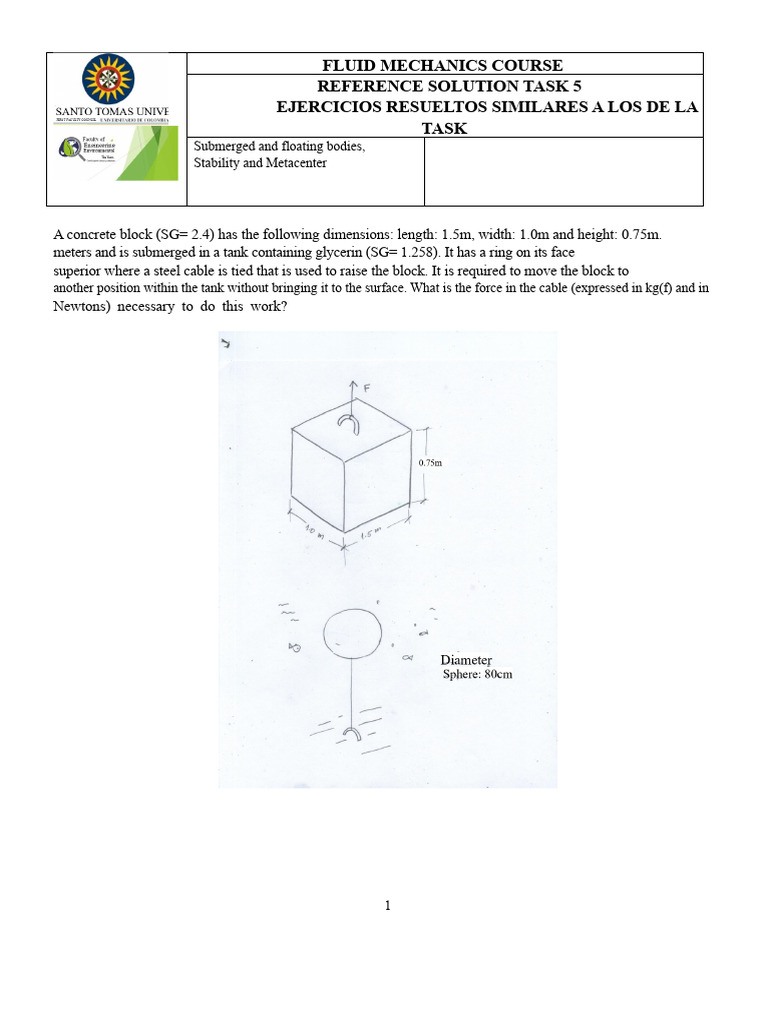 SOLUTION TASK 5 Submerged and Floating Bodies Stability and Metacenter ...
