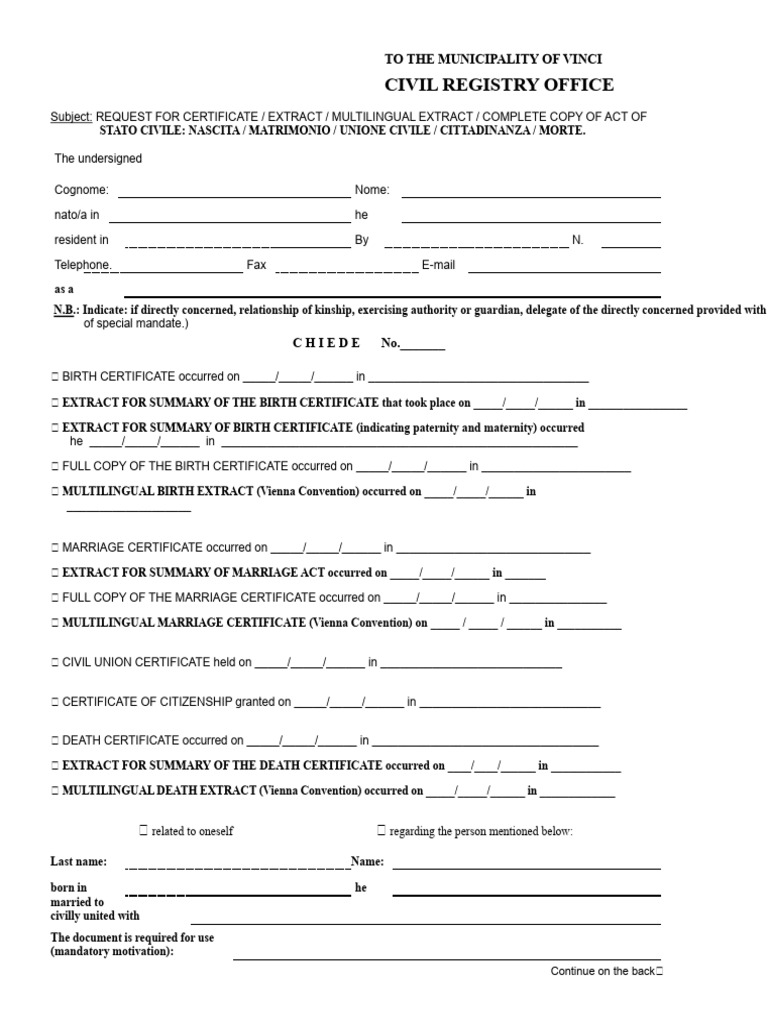 Request for Civil Status Certificates | PDF | Birth Certificate ...