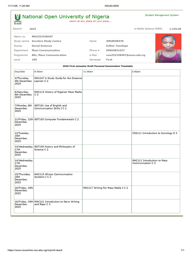 My exam timetable | PDF