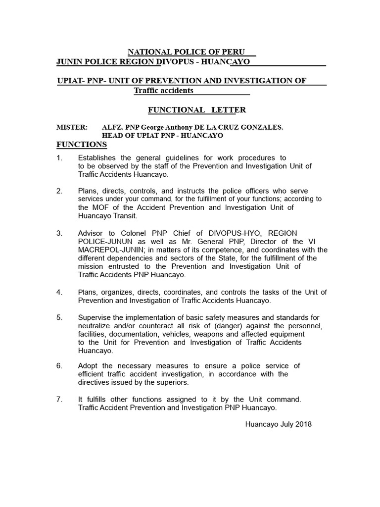 Traffic Accident Investigation Unit Roles | PDF | Police | Damages