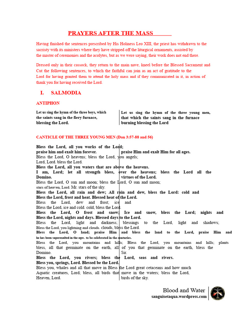 Post-Mass Prayers and Hymns Guide | PDF | Mary, Mother Of Jesus | Lord ...