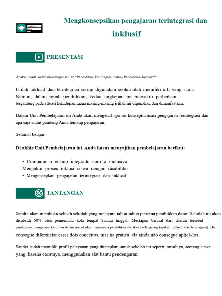 2Mengonsepkan Pengajaran Terintegrasi dan Inklusif | PDF