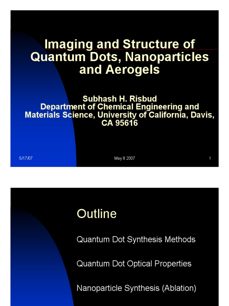 Imaging and Structure of Quantum Dots, Nanoparticles and Aerogels | PDF ...