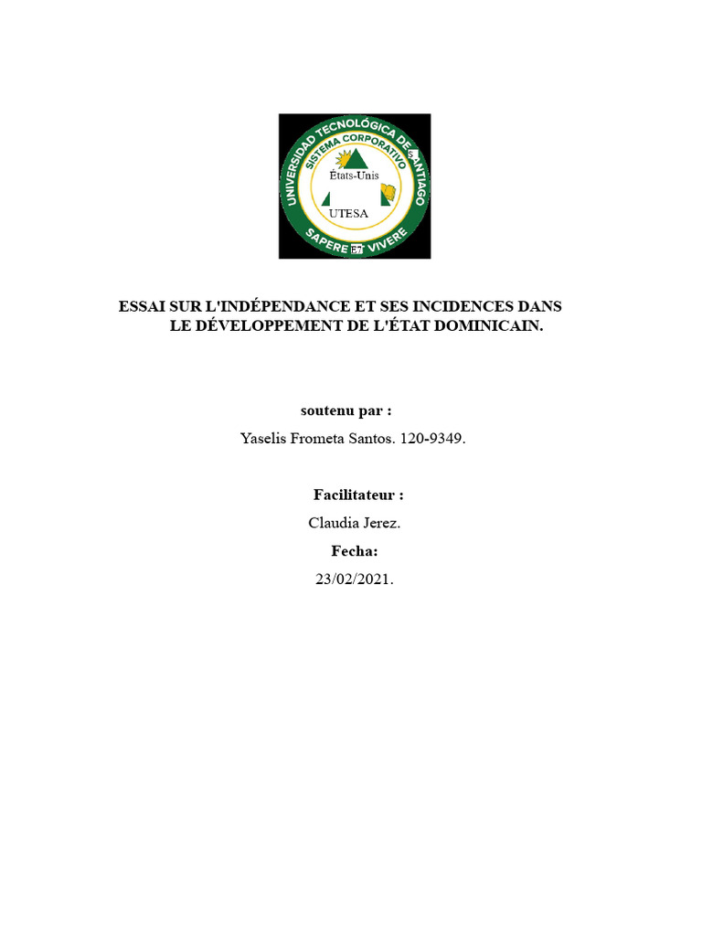 Impact de l'indépendance sur l'État dominicain | PDF | République ...