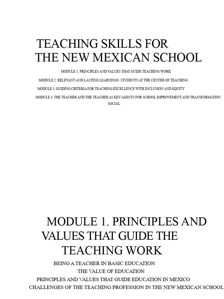 Teaching Skills For The New Mexican School | PDF | Teachers | Behavior ...