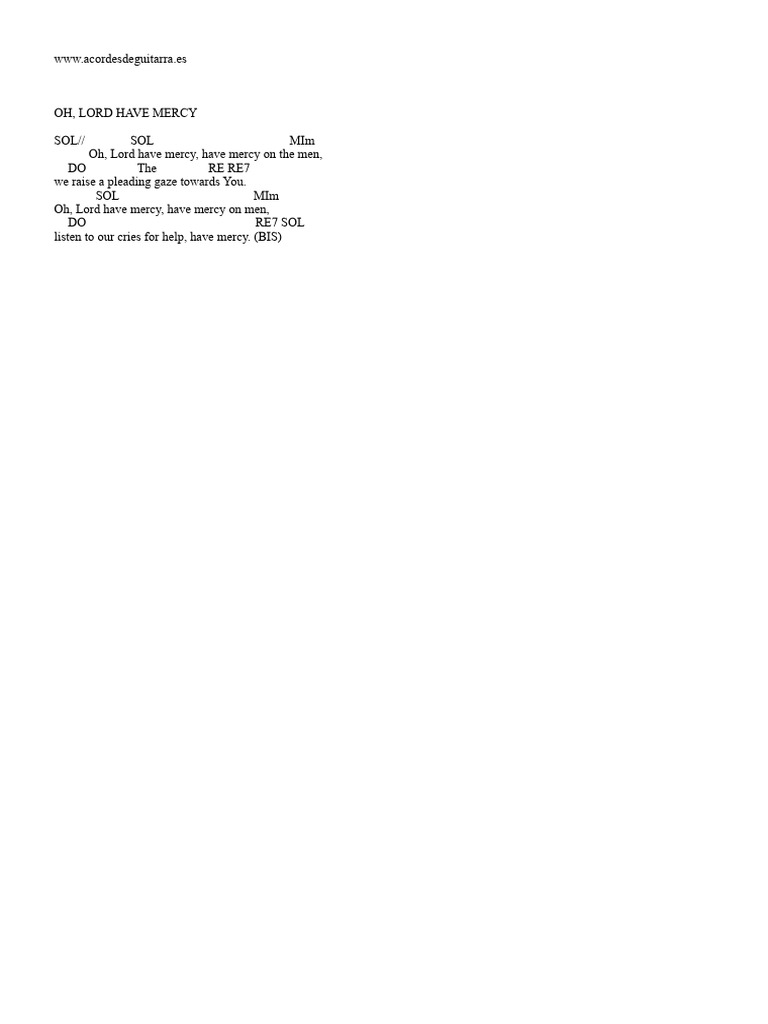 OH LORD HAVE MERCY. Guitar Chords. Religious Songbook | PDF