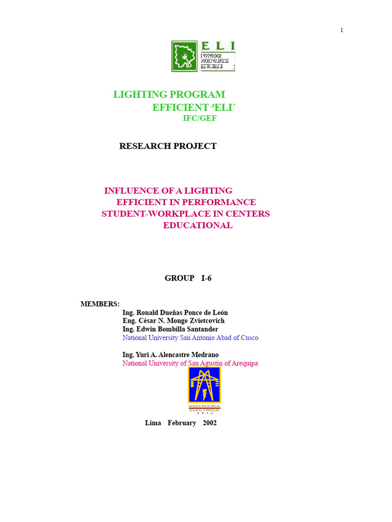 Impact of Efficient Lighting on Student Performance | PDF | Lighting | Eye