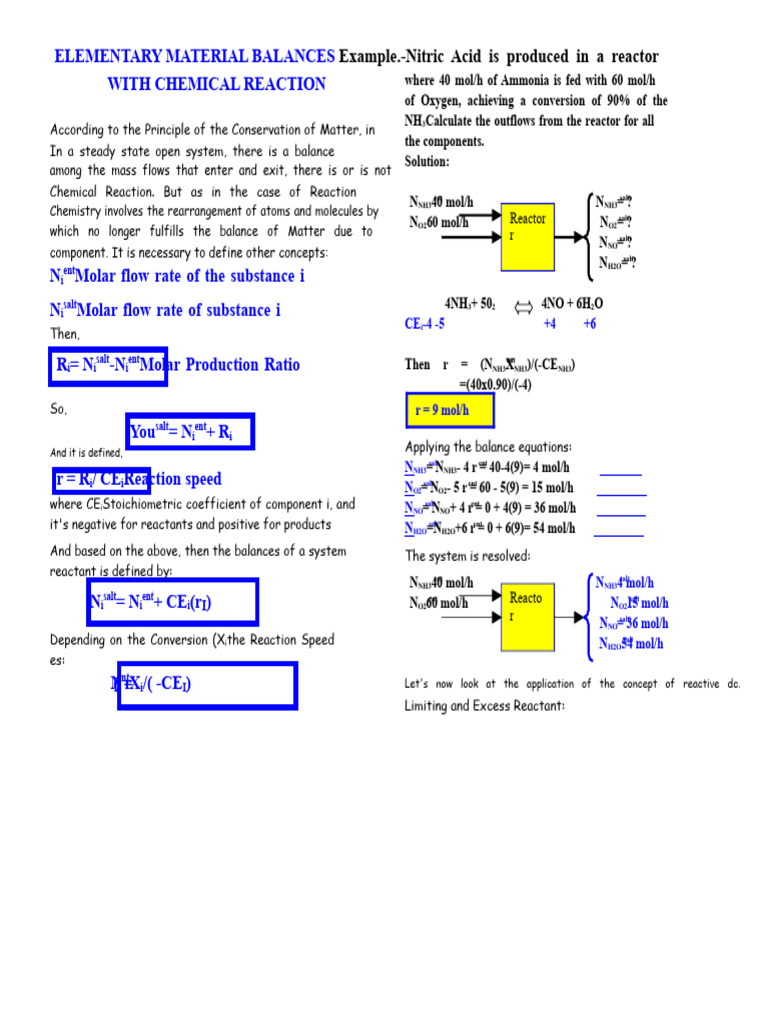 Nitric Acid Production Material Balances | PDF | Chemistry | Physical ...