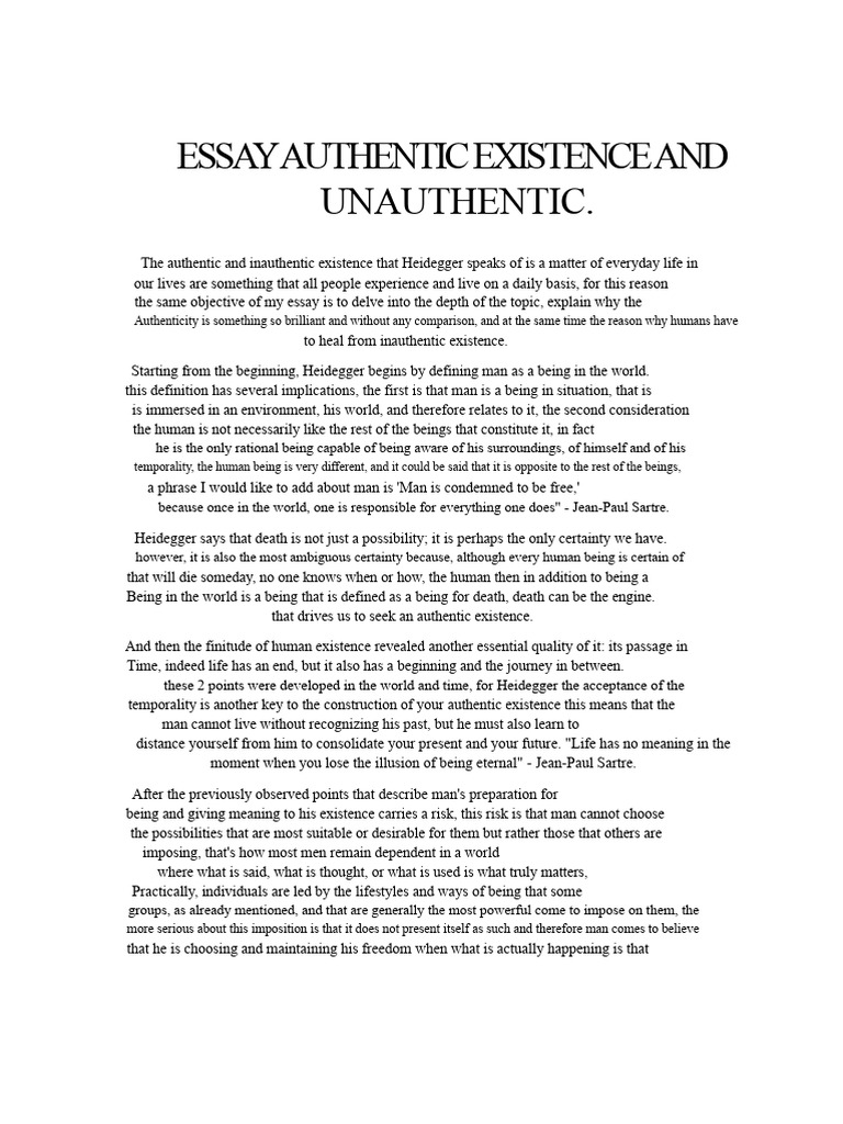 Exploring Authentic vs. Inauthentic Existence | PDF | Authenticity ...