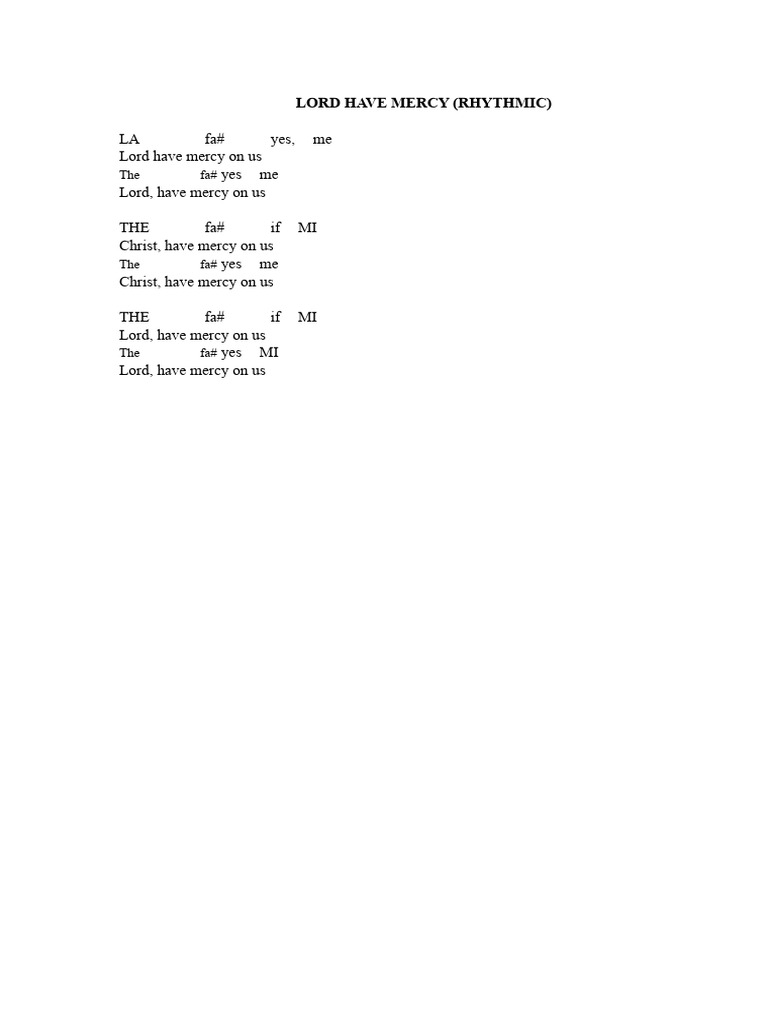 Lord Have Mercy Rhythmic Lyrics | PDF