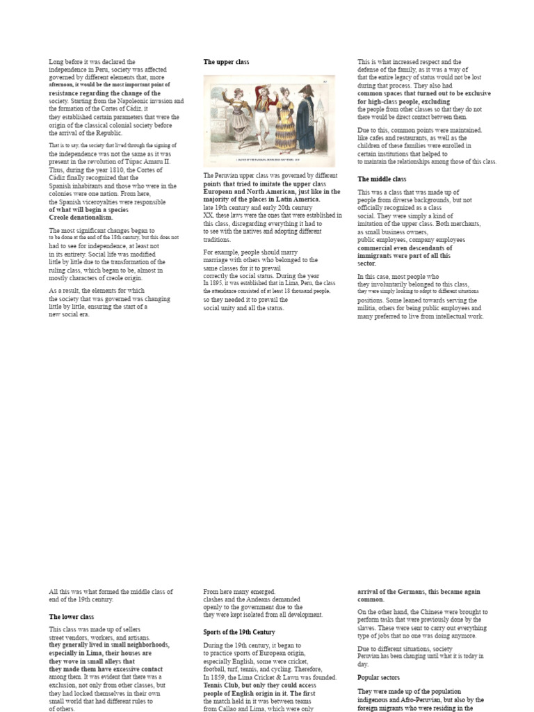 Social Classes in 19th Century Peru | PDF | Peru