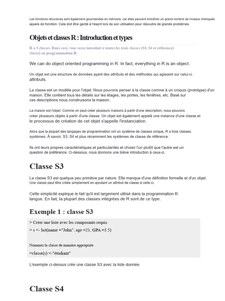 Introduction aux classes S3, S4 et référence en R | PDF | Programmation ...