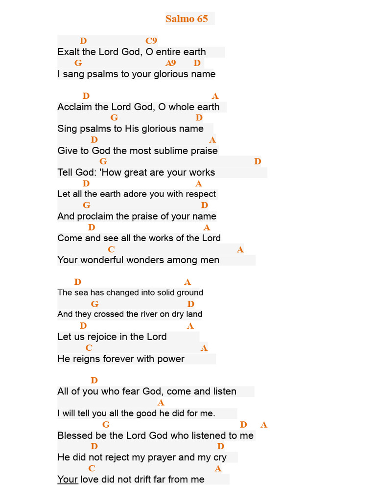Psalm 65 - Praise The Lord God, O All The Earth Sing Psalms To His ...