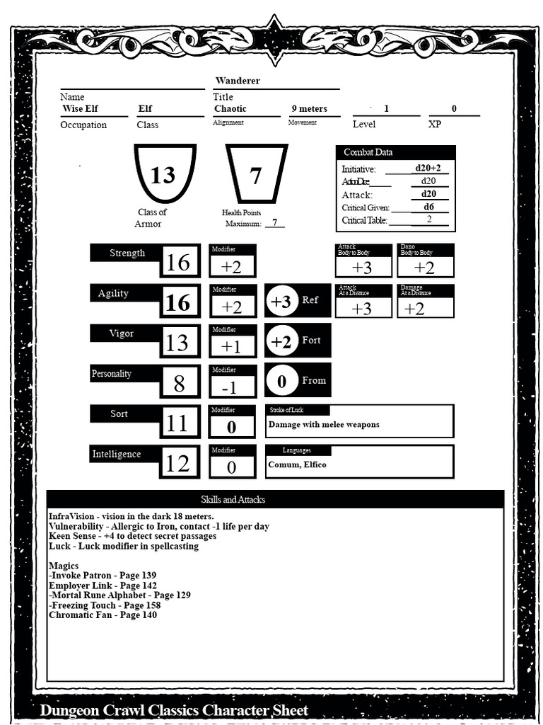 Chaotic Elf Character Sheet | PDF | Role Playing Games | Role Playing ...