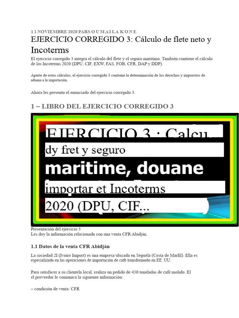 Cálculo de Flete e Incoterms 2020 | PDF | Derecho privado | El comercio ...