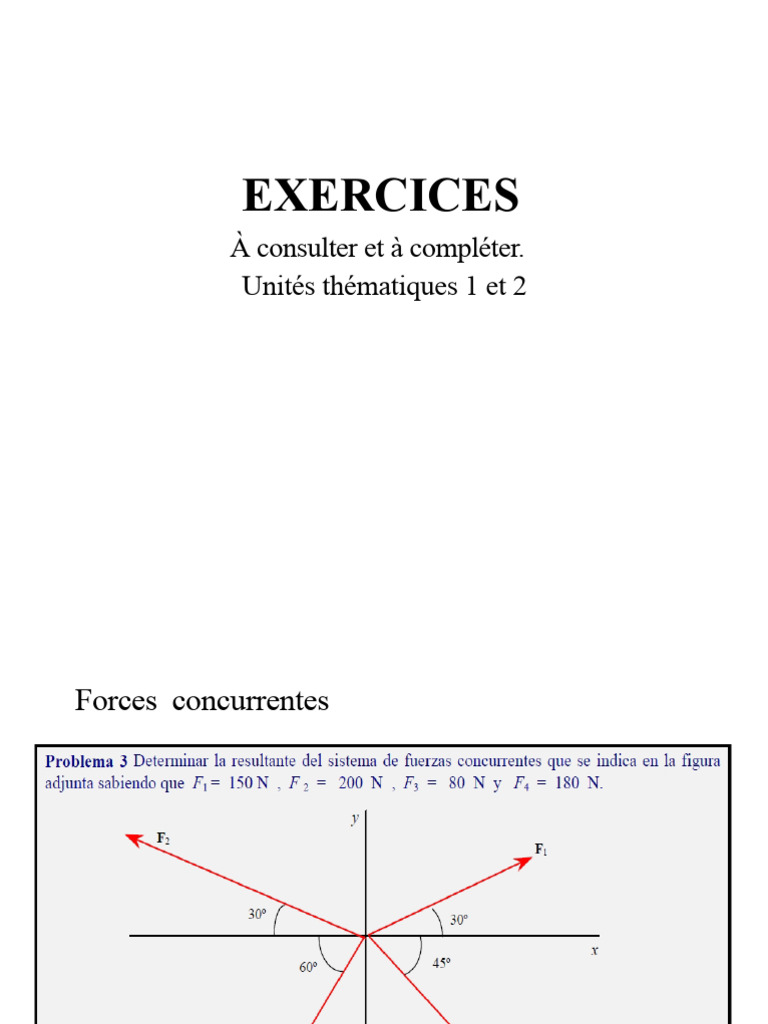 Exercices sur les forces et moments en 3D | PDF | Centre d'inertie ...