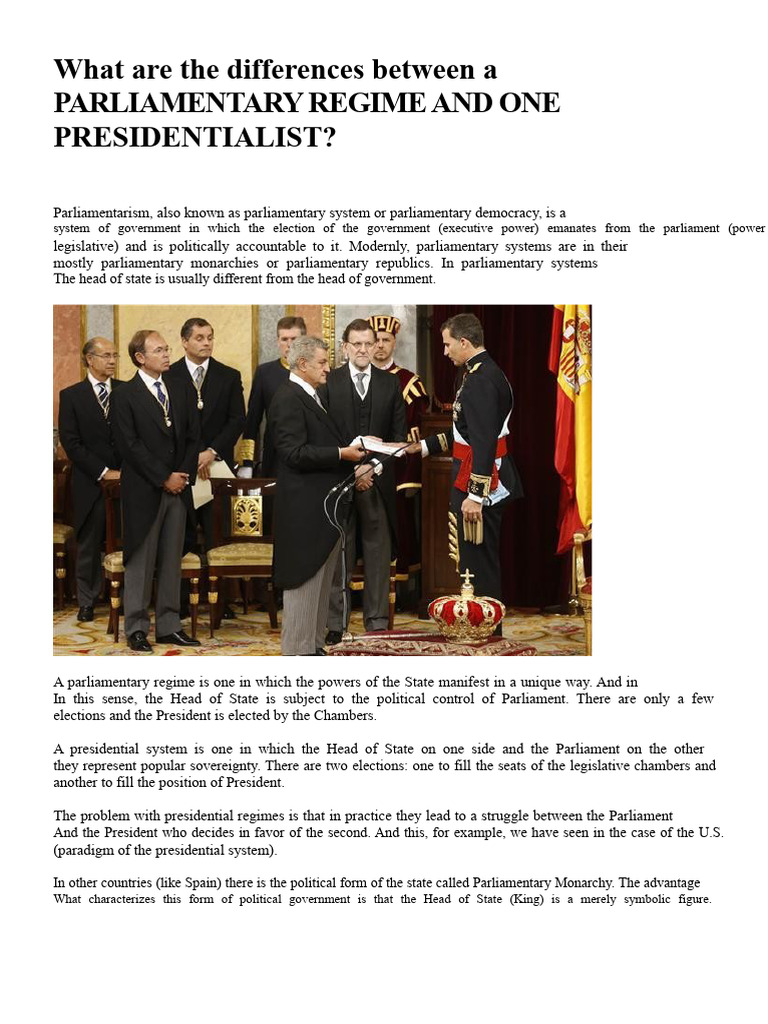 What Are The Differences Between A Parliamentary Regime and A ...