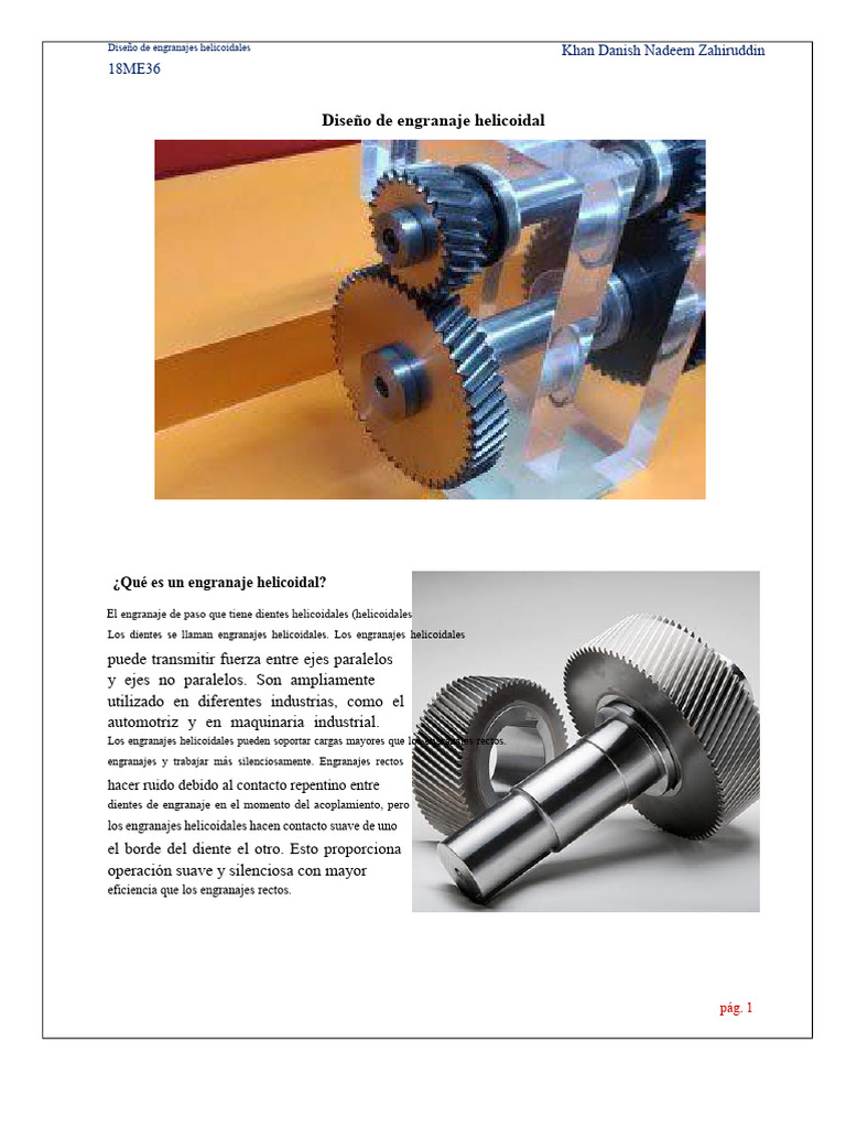Informe Sobre El Diseño de Engranajes Helicoidales | PDF | Ingeniería ...