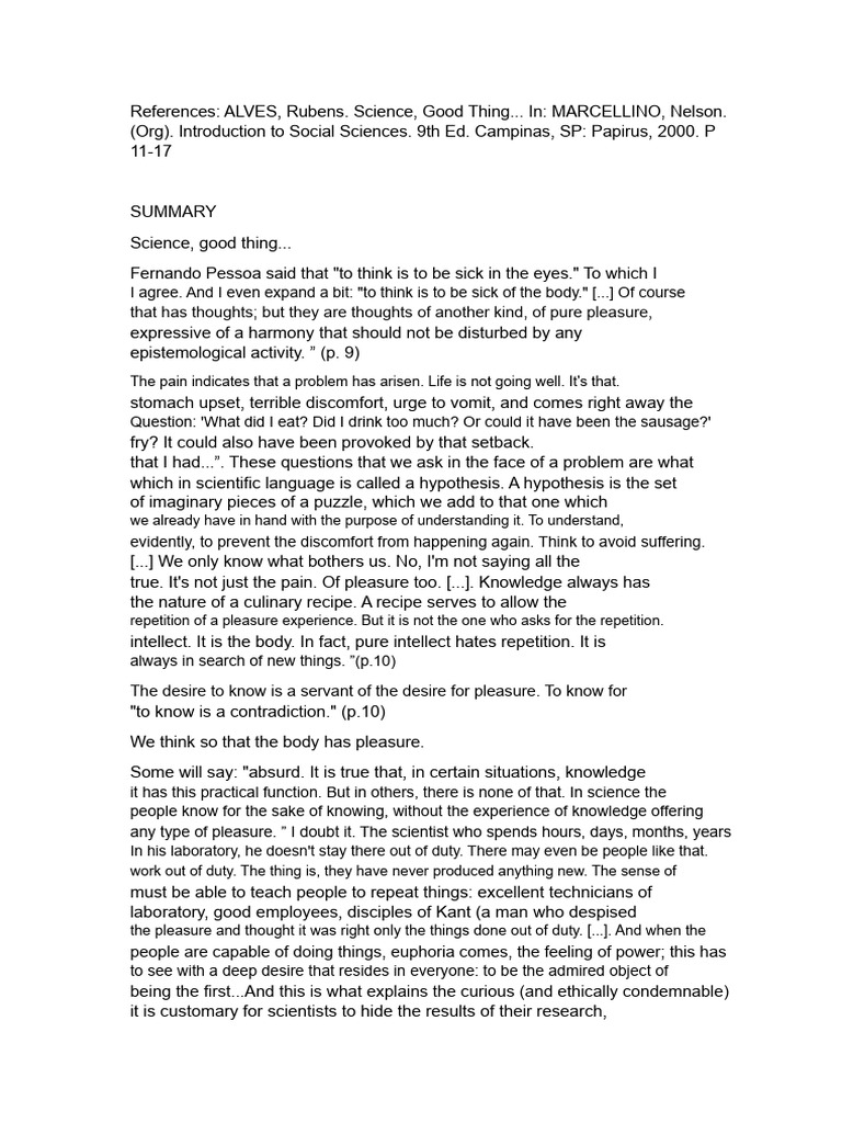 Summary Science Good Thing | PDF | Pleasure | Science