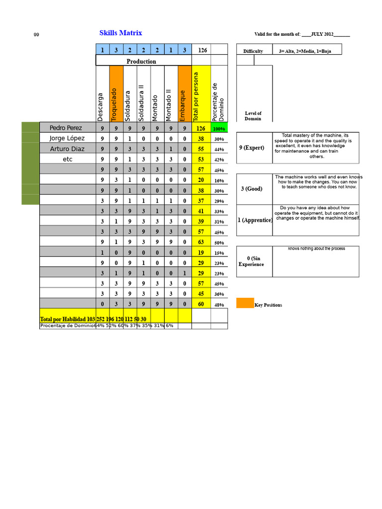 Multiskills Matrix(2).xlsx | PDF