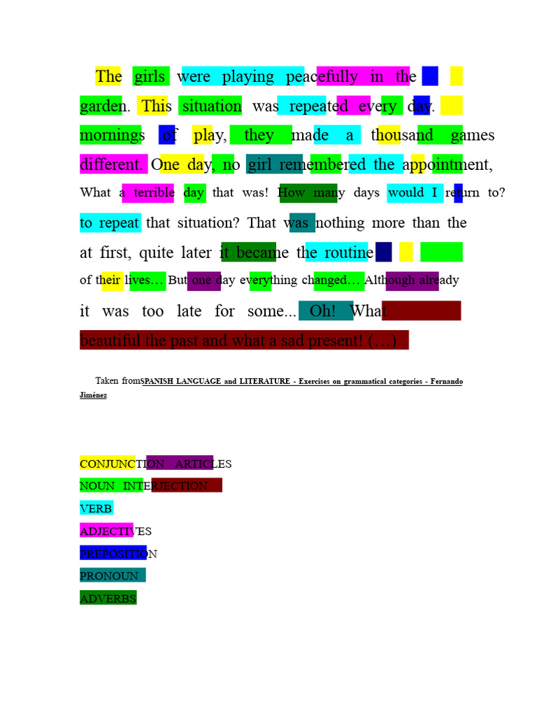 Text Grammatical Categories | PDF