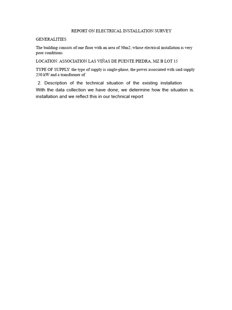 Electrical Installation Survey Report | PDF