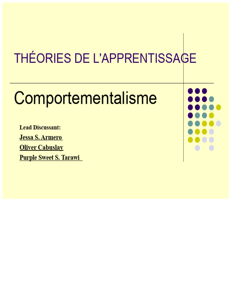 Théories du comportementalisme en éducation | PDF | Behaviorisme ...