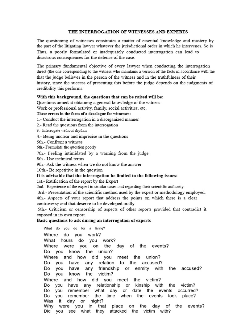 432150399 The Interrogation of Witnesses and Experts (1) | PDF ...