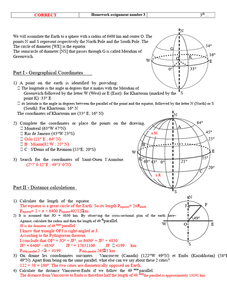 Earth Geometry and Calculations Guide | PDF | Equator | Elementary Geometry