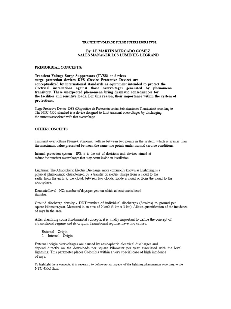 Sizing of Transient Suppressors, TVSS | PDF | Electricity | Electrical ...