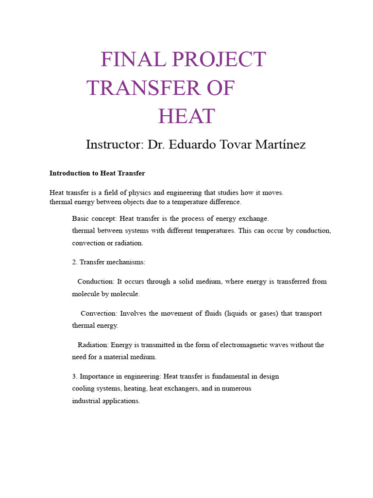 Final Project - Heat Transfer | PDF | Heat Transfer | Thermal Conduction
