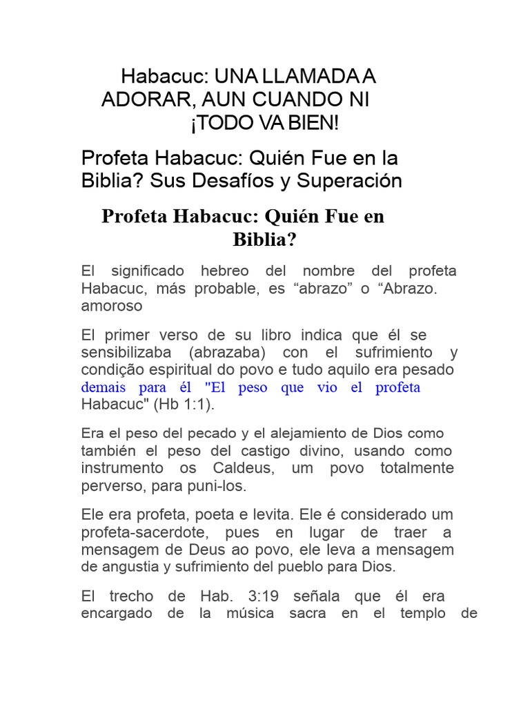 Habacuc | PDF | Salvación | Dios