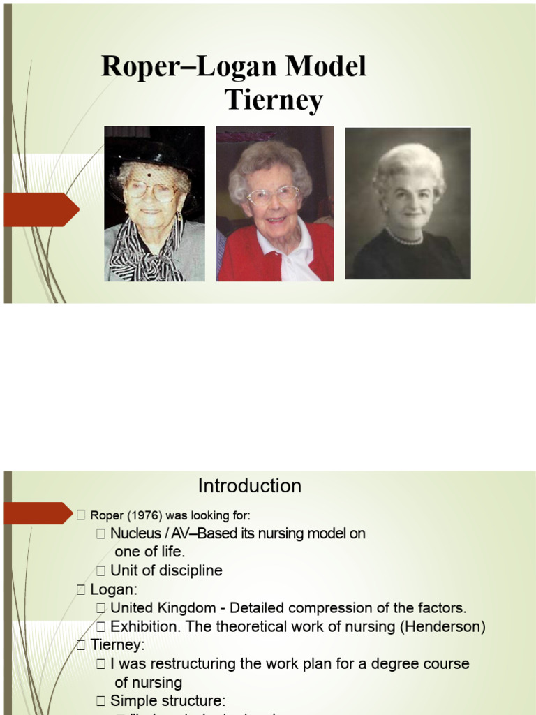 Roper-Logan Nursing Model Overview | PDF | Nursing | Psychology