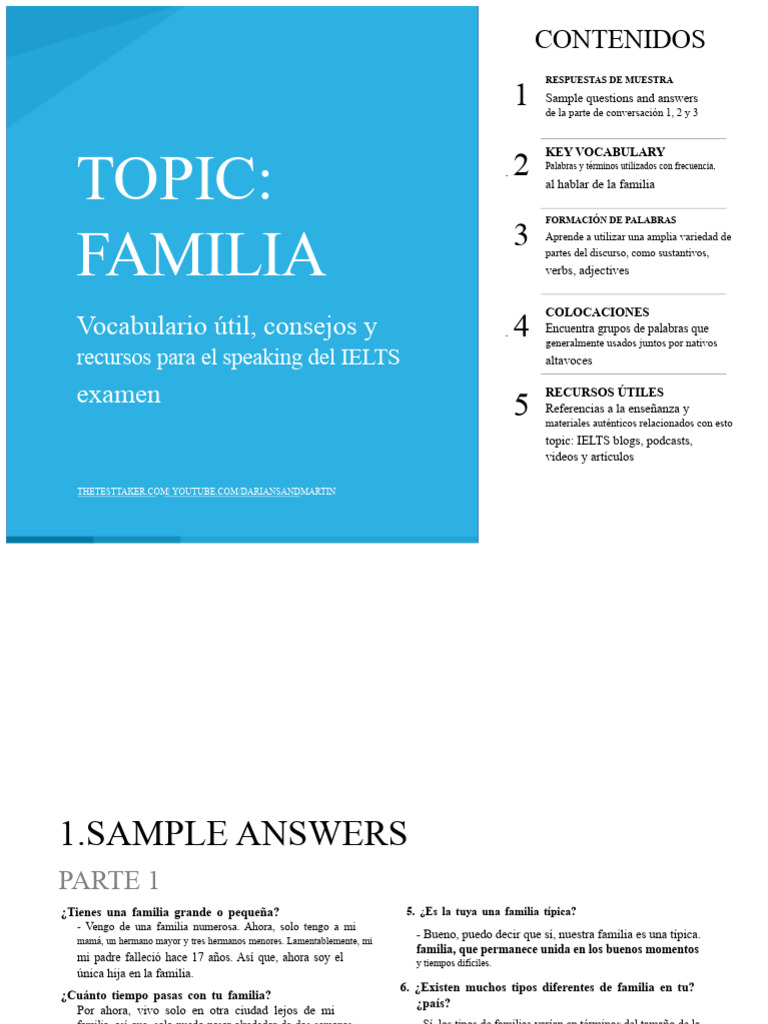 4 Tema de IELTS Speaking sobre la familia PDF | PDF | Sistema ...