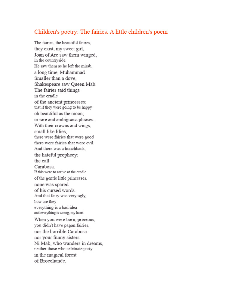 Fairy Poem | PDF | Fairies | Folklore