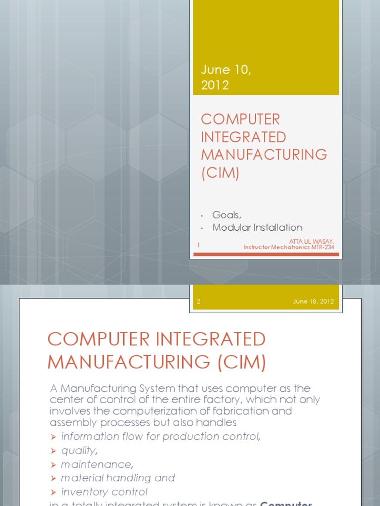 Computer Integrated Manufacturing (Cim) | PDF | Mechatronics | Machines