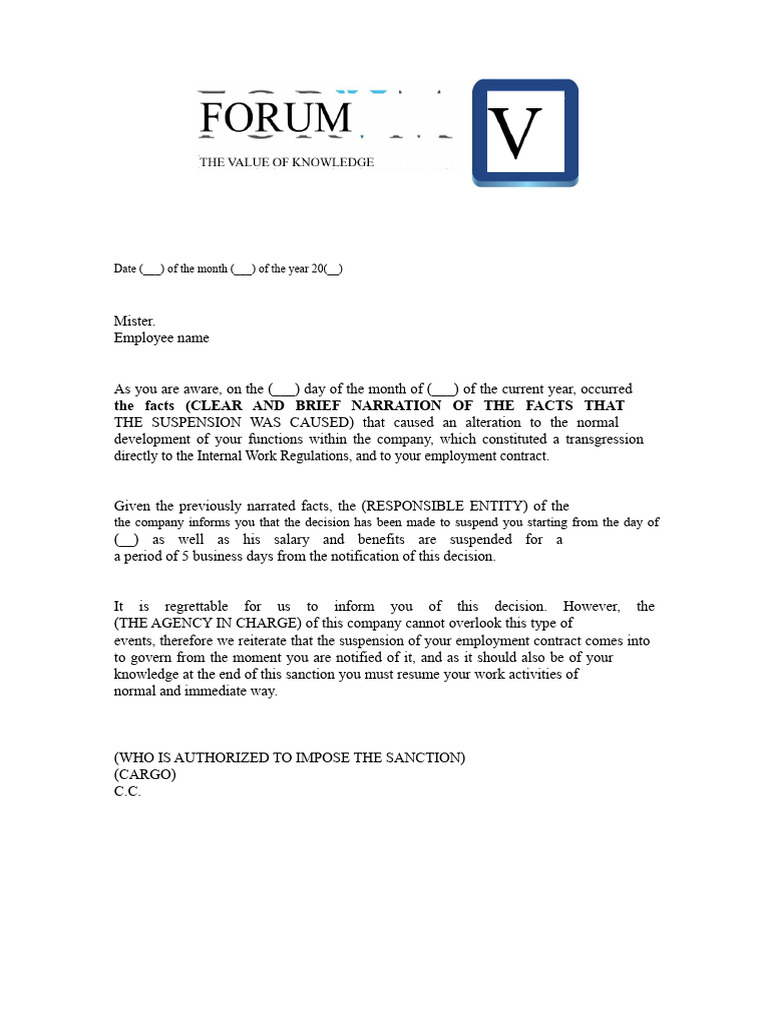 Employee Suspension Notification Letter | PDF